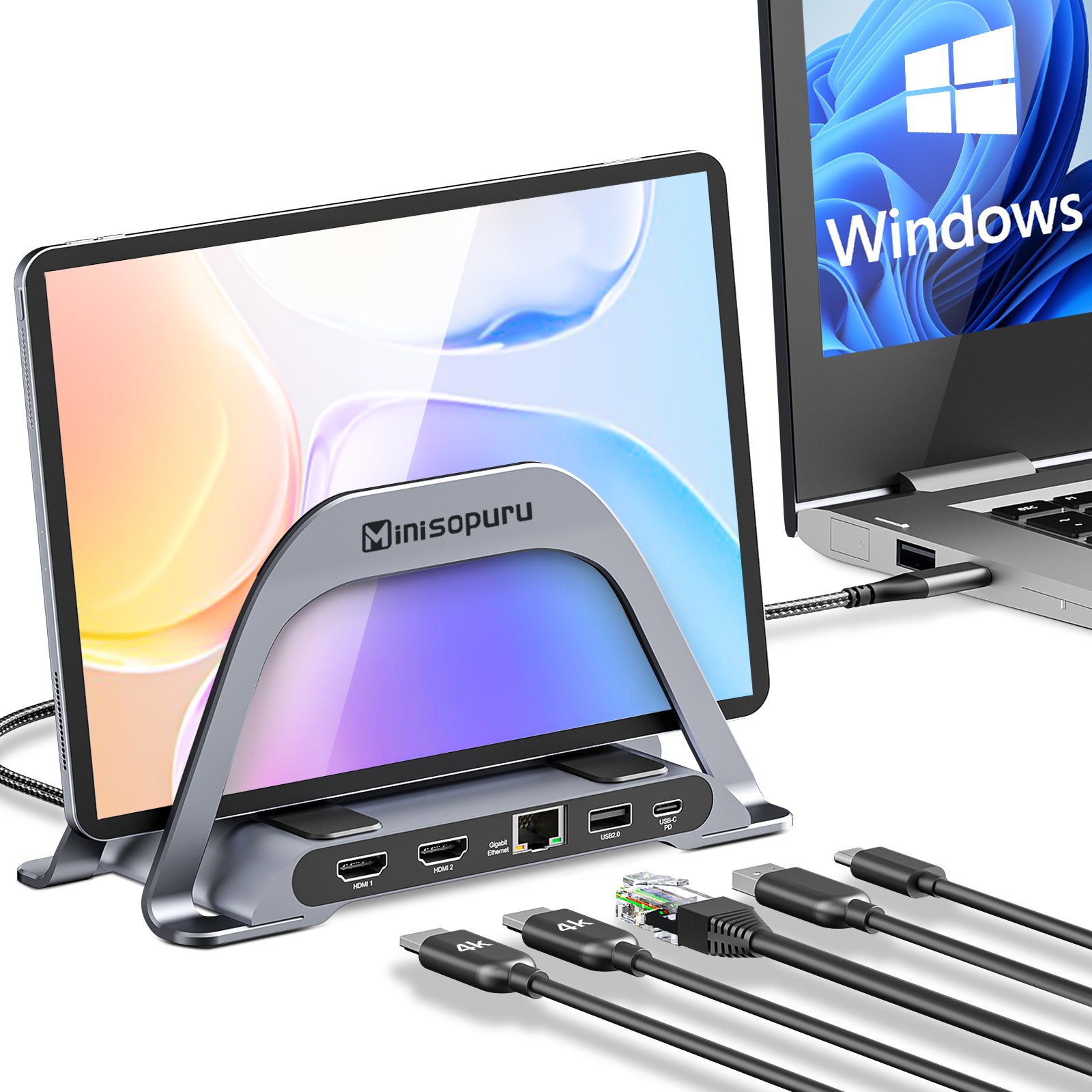 Minisopuru USB C Vertical stand docking station Minisopuru USB C Vertical stand docking station