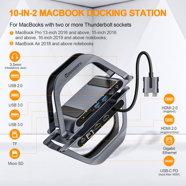 💞Multi-expansion Vertical stand Laptop docking station