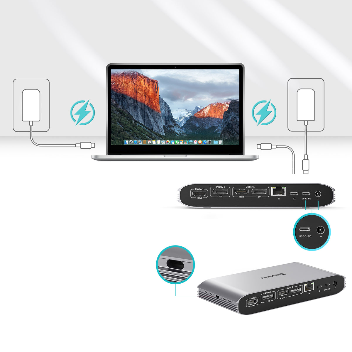 Minisopuru DisplayLink Laptop Docking Station for MacBook M1/M2/Windows