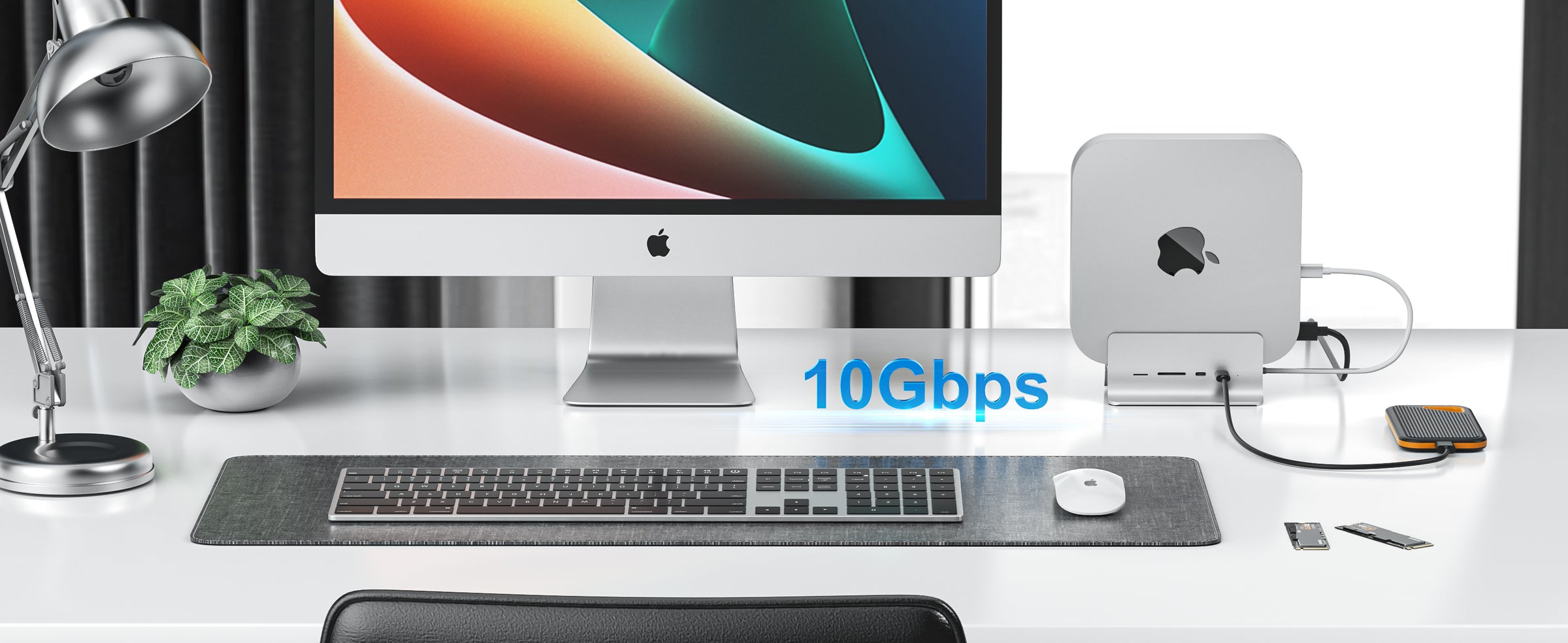 10GB Minisopuru Mac Mini Dock & Type-C Stand with SSD Enclosure