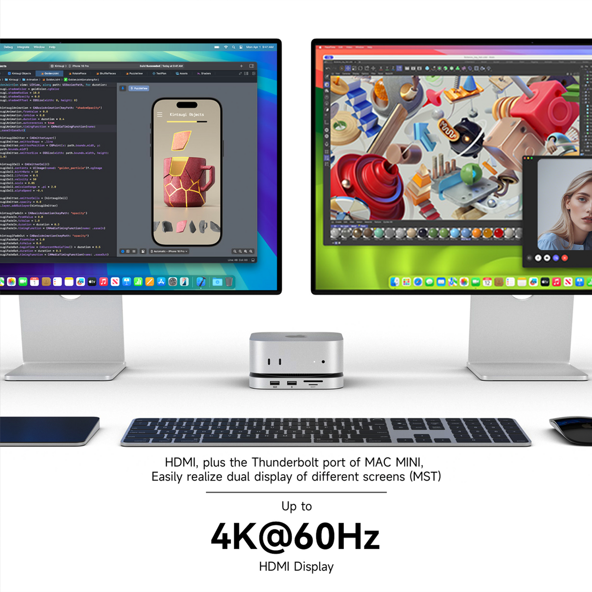 Minisopuru iExpandMate™ Mac Mini Hub & Stand with SSD Enclosure for Ma