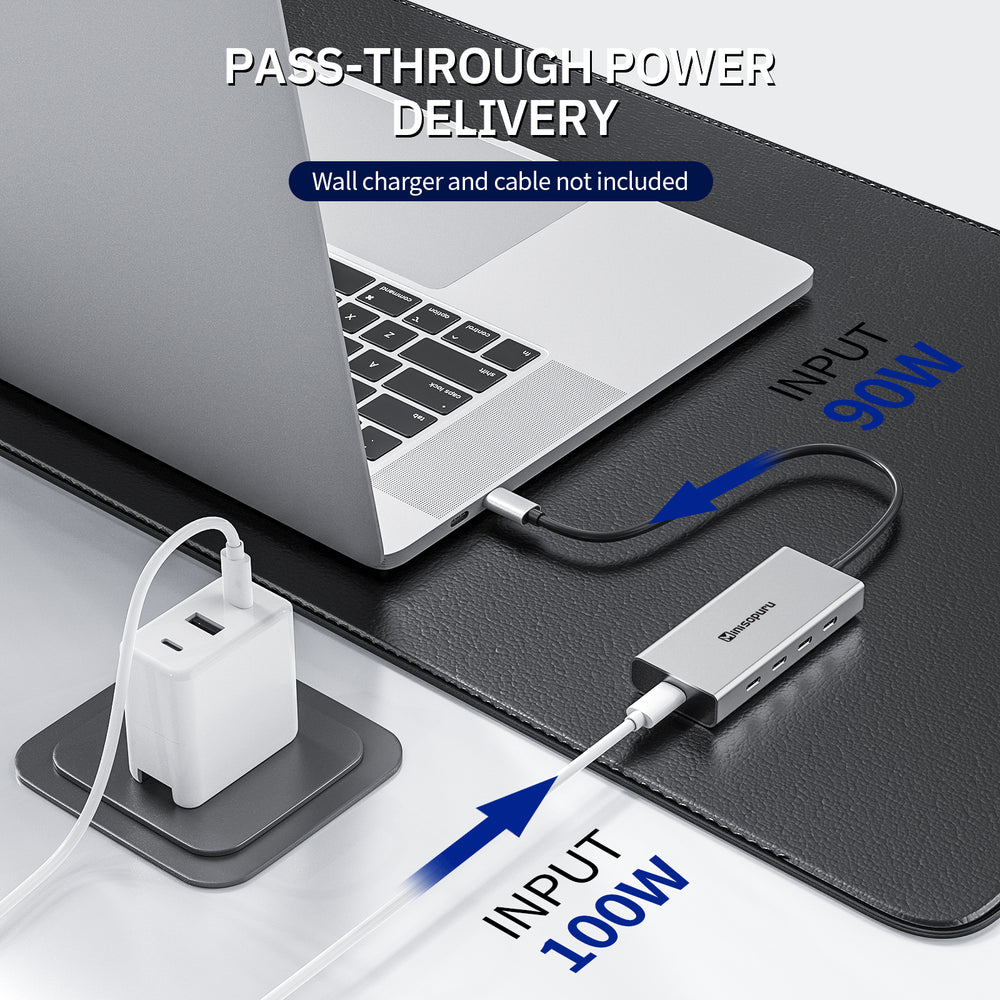 Minisopuru USB C HUB | 4x USB-C PORTS With 100W USB-C POWER DELIVERY